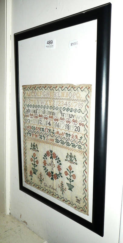 Lot 489 - Framed alphabet sampler dated 1851 and