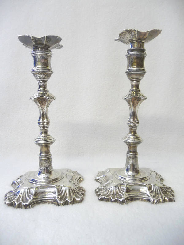 Lot 500 - A Pair of George II Candlesticks, John Cafe,