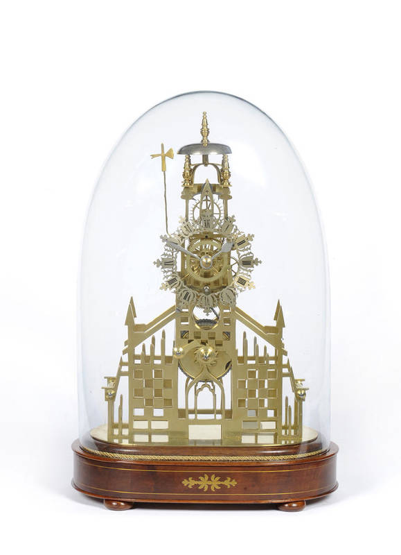 Lot 994 - A Brass Skeleton Mantel Clock with Passing