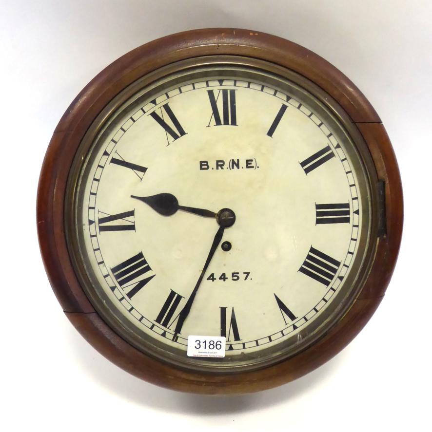 Lot 3186 - LNER/NER 12"; Roundhead Fusee Clock marked
