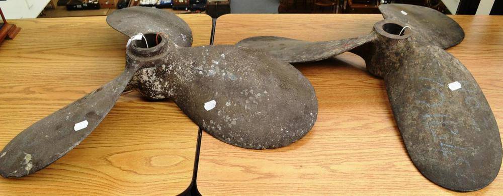 Lot 344 - A Pair Of 3-Bladed Bronze Ships Propellers