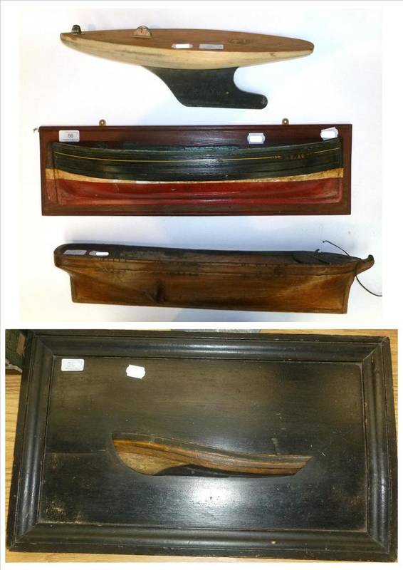 Lot 56 - Two Half Block Wooden Models of Boats,
