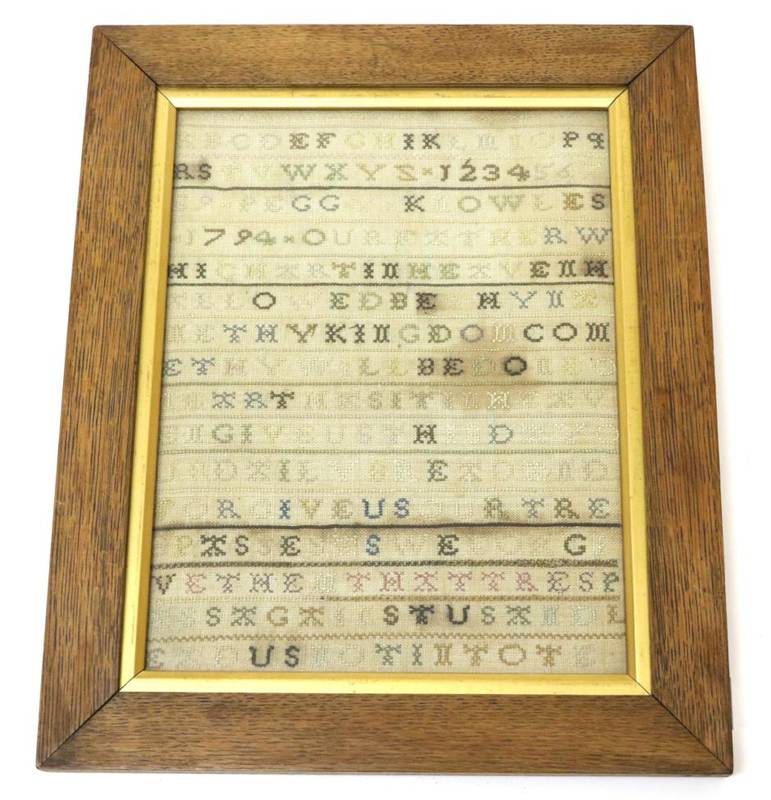 Lot 2082 - An 18th Century Band Sampler, by Peggy