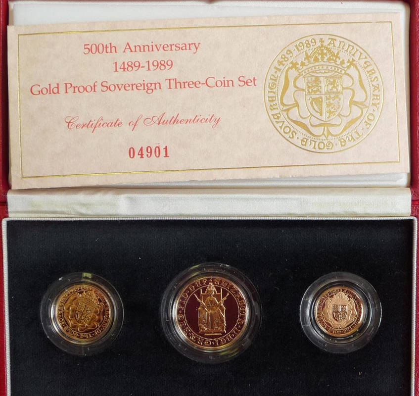 Lot 183 - Gold Proof 3-Coin Set 1989 "500th