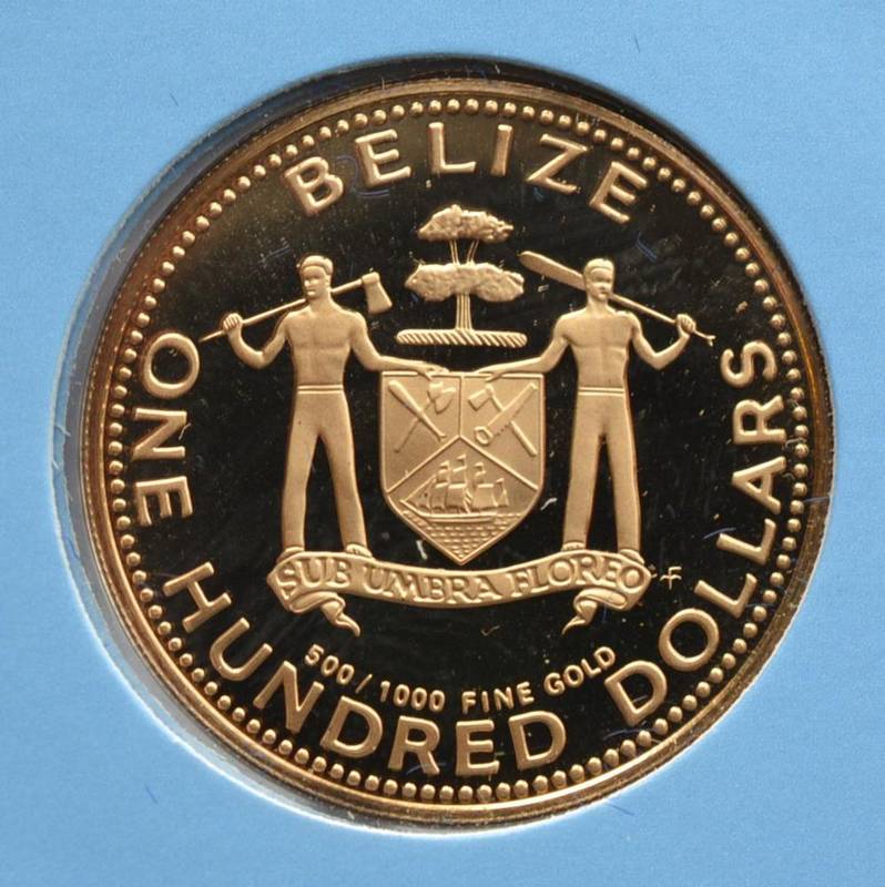 Lot 106 - Belize, Gold Proof 100 Dollars 1980, 6.2g of