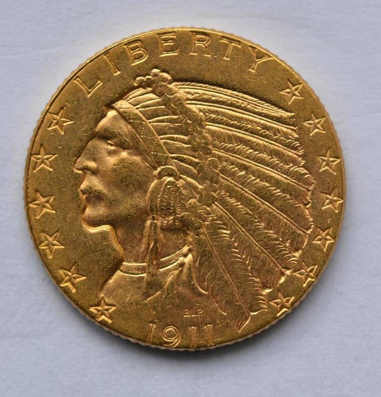 Lot 197 - USA 5 Dollars 1911, 'Indian Head,' 8.32g,