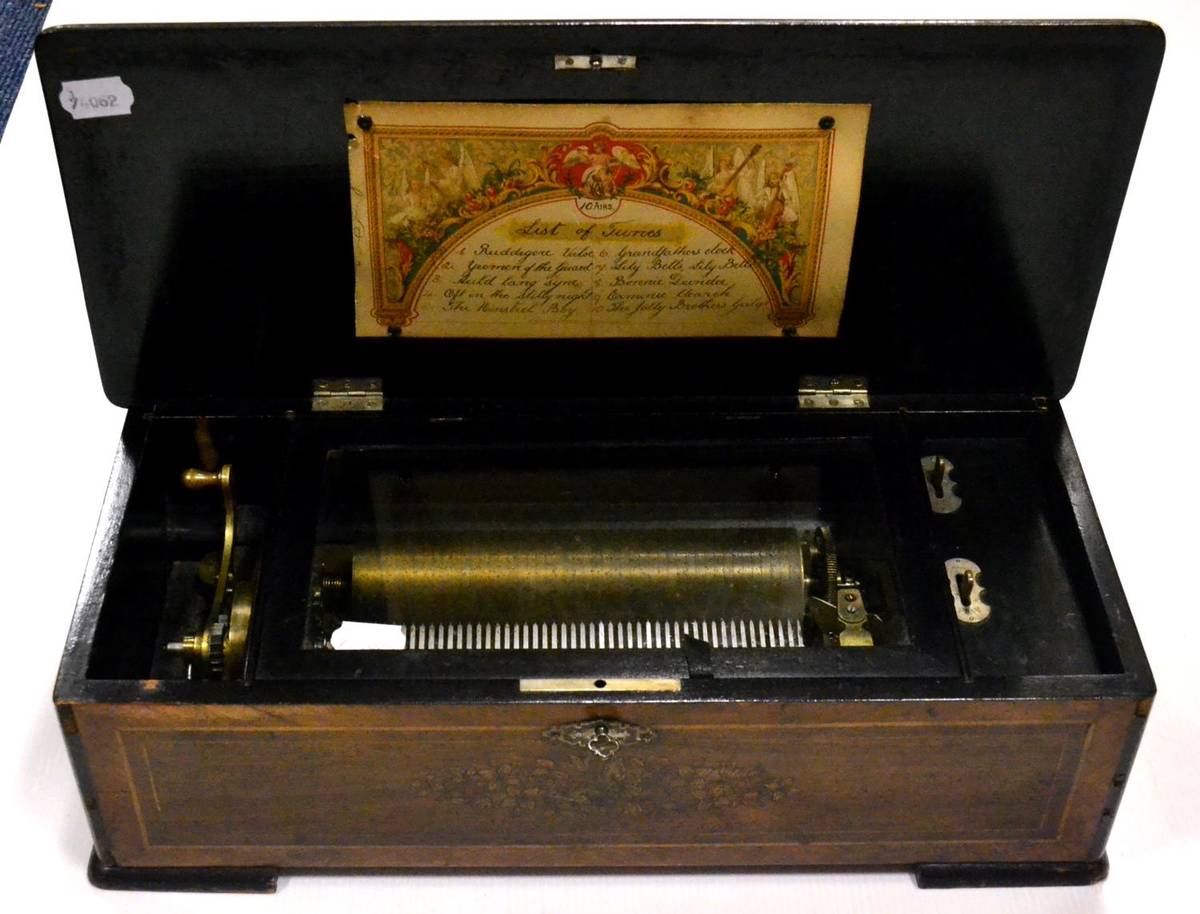 Lot 74 - Cylinder Music Box playing 10 Airs with lever