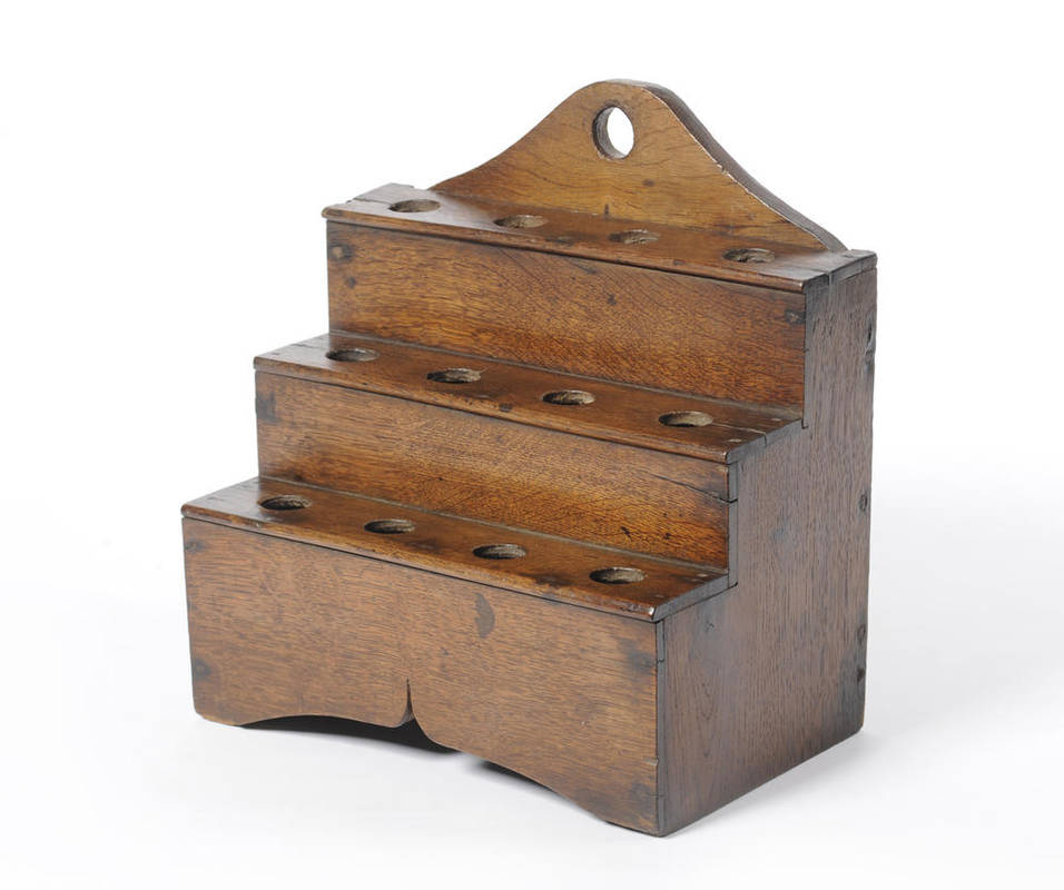 Lot 1016 - An Oak Three Step Spoon Rack, 18th century,