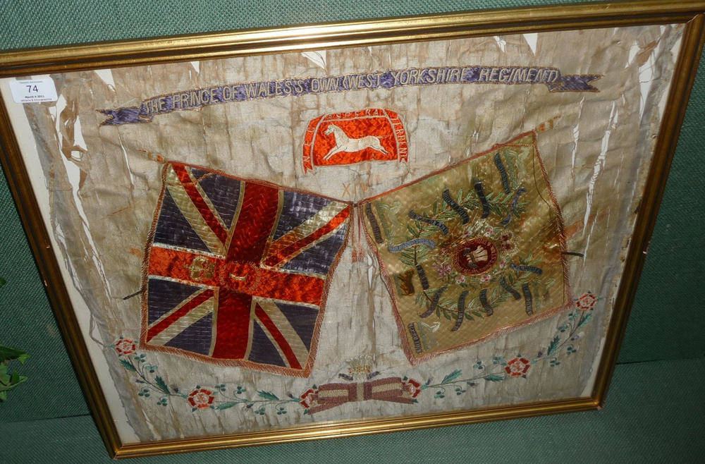 Lot 74 - A First World War Embroidered Silk Regimental