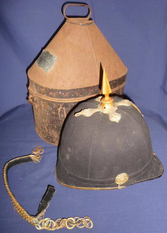 Lot 133 - A British Officer's Blue Cloth Spiked Helmet,