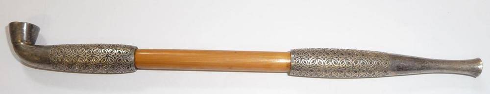 Lot 234 - A Japanese Bamboo and Silver Coloured Metal