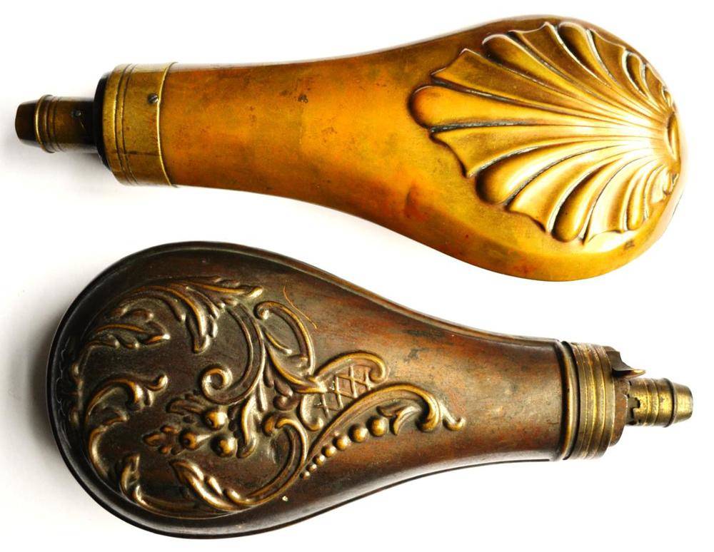 Lot 350 - Two 19th Century Copper Powder Flasks, with