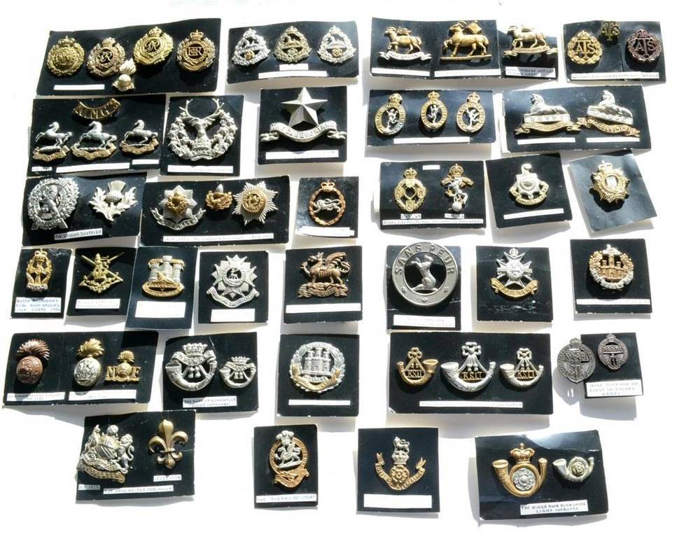 Lot 61 - A Collection of Sixty Military Cap Badges,