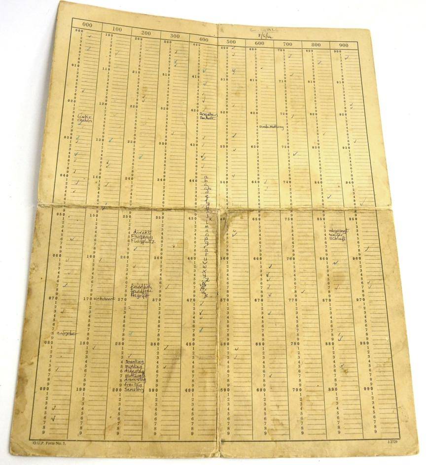 Lot 114 - A Second World War Bletchley Park Decoding