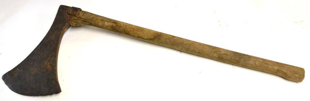 Lot 381 - A French Headman's Axe, the 34cm fan shaped