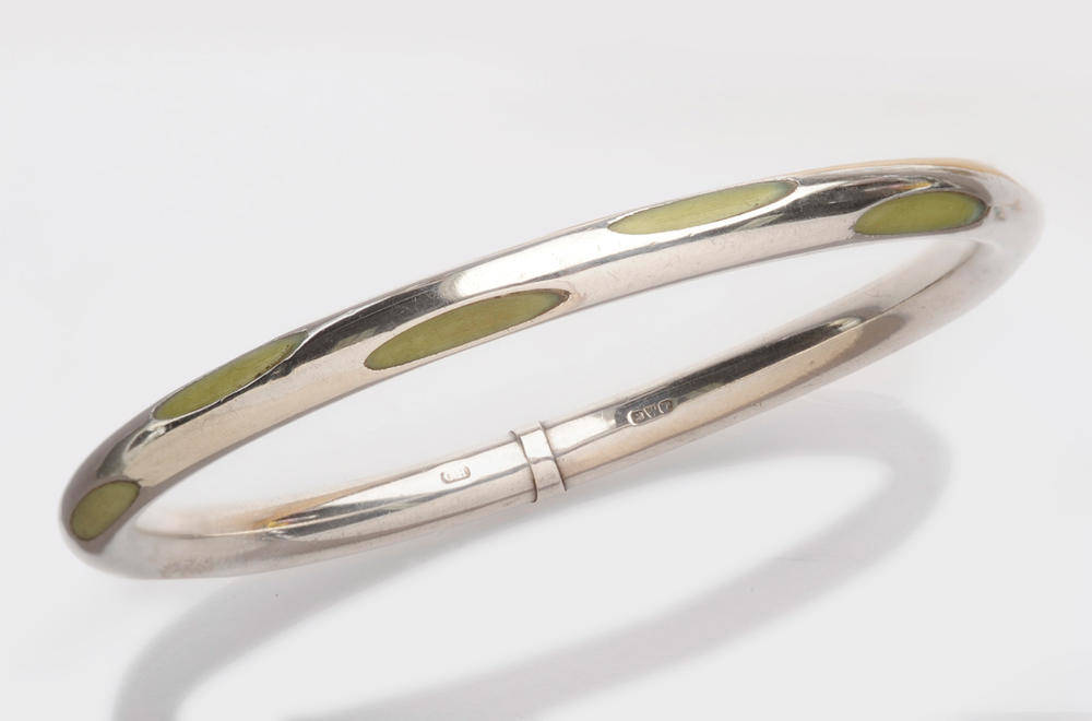 Lot 281 - An Art Deco Silver Bangle, by Charles Horner,