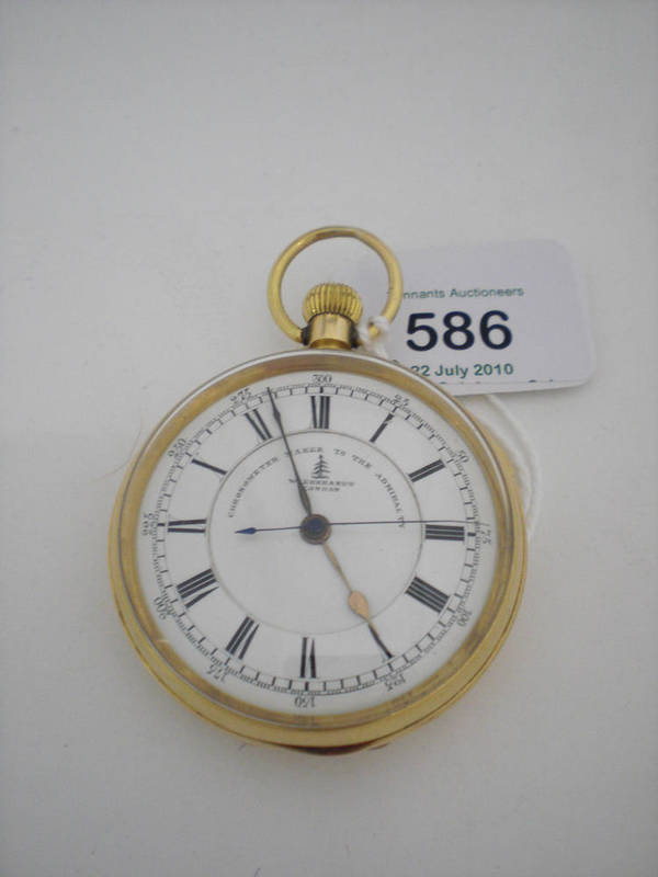 Lot 586 - An 18ct Gold Open Faced Chronograph Pocket