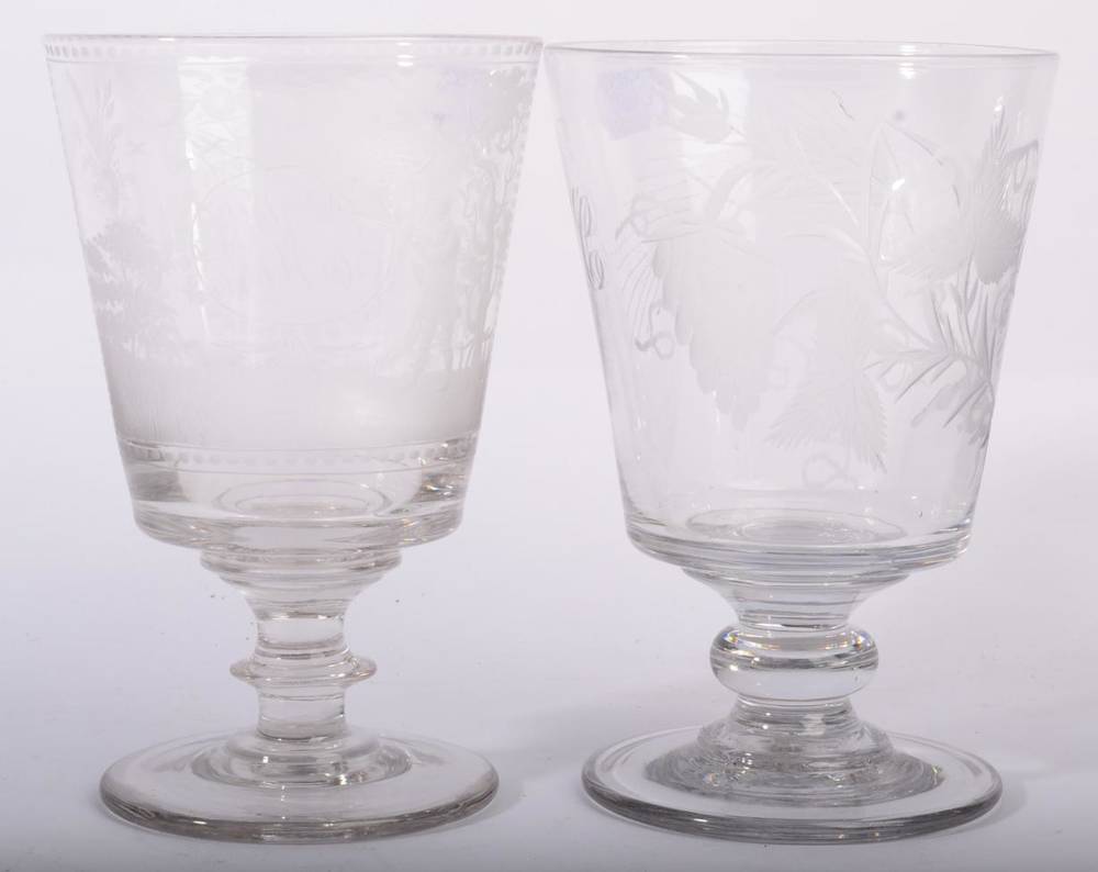 Lot 221 - An Engraved Glass Rummer, circa 1840, the