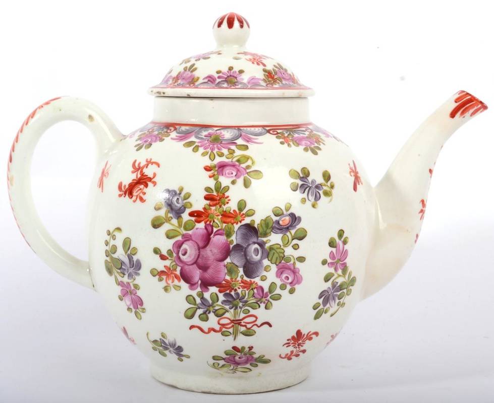 Lot 223 - A Lowestoft Porcelain Teapot and Cover,