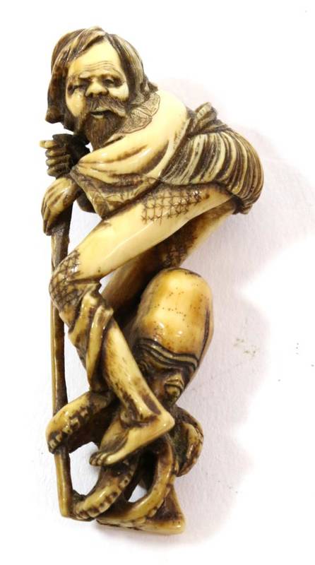 Lot 409 - A Japanese Ivory Netsuke, Edo period, as