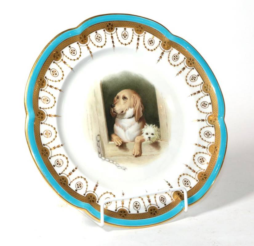 Lot 224 - A Minton plate, circa 1870, painted by Henry