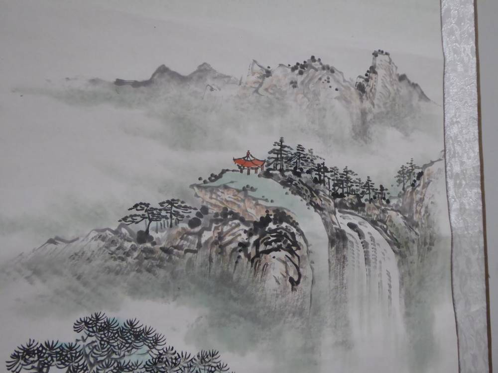 Lot 1073 - Chinese silk scroll landscape painting