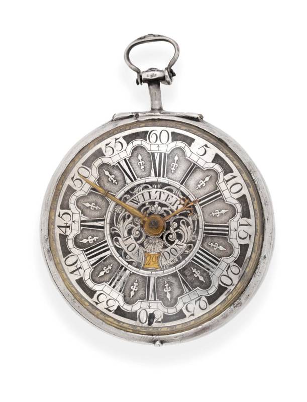 Lot 2245 - A Silver Cased Verge Champleve Dial Pocket