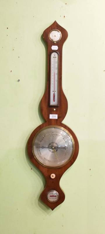 Lot 224 - A 19th century mahogany banjo wall barometer,