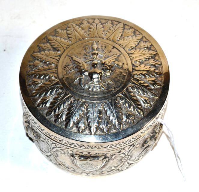 Lot 344 - A south east Asian white metal circular box