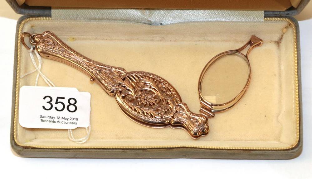 Lot 358 - A pair of gold coloured metal lorgnettes,