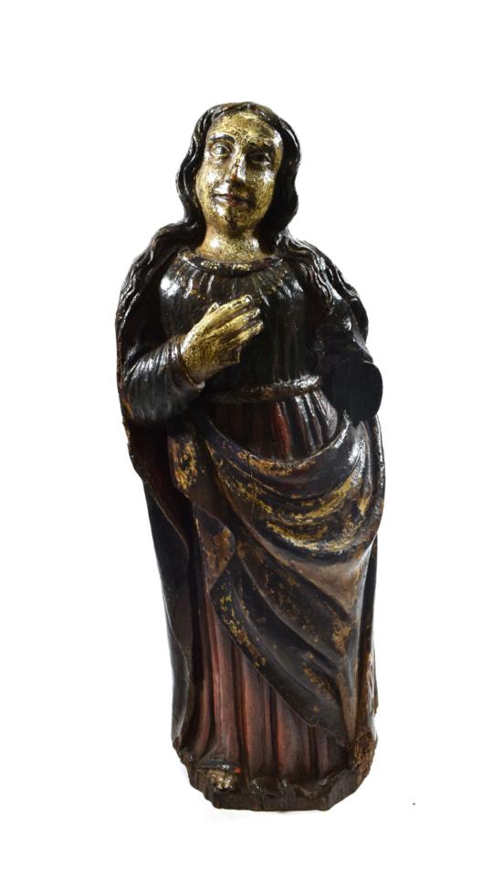 Lot 255 - A Spanish Carved and Painted Wood Figure of
