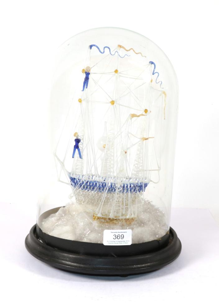 Lot 369 - A Victorian Glass Frigger, as a three-masted