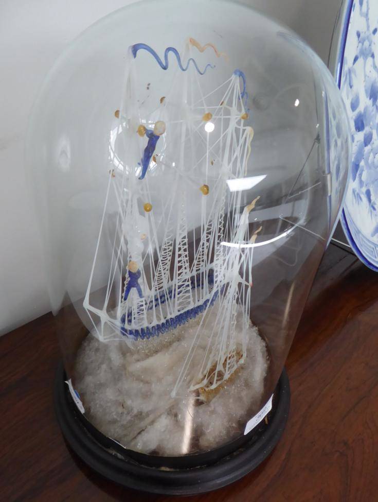 Lot 369 - A Victorian Glass Frigger, as a three-masted
