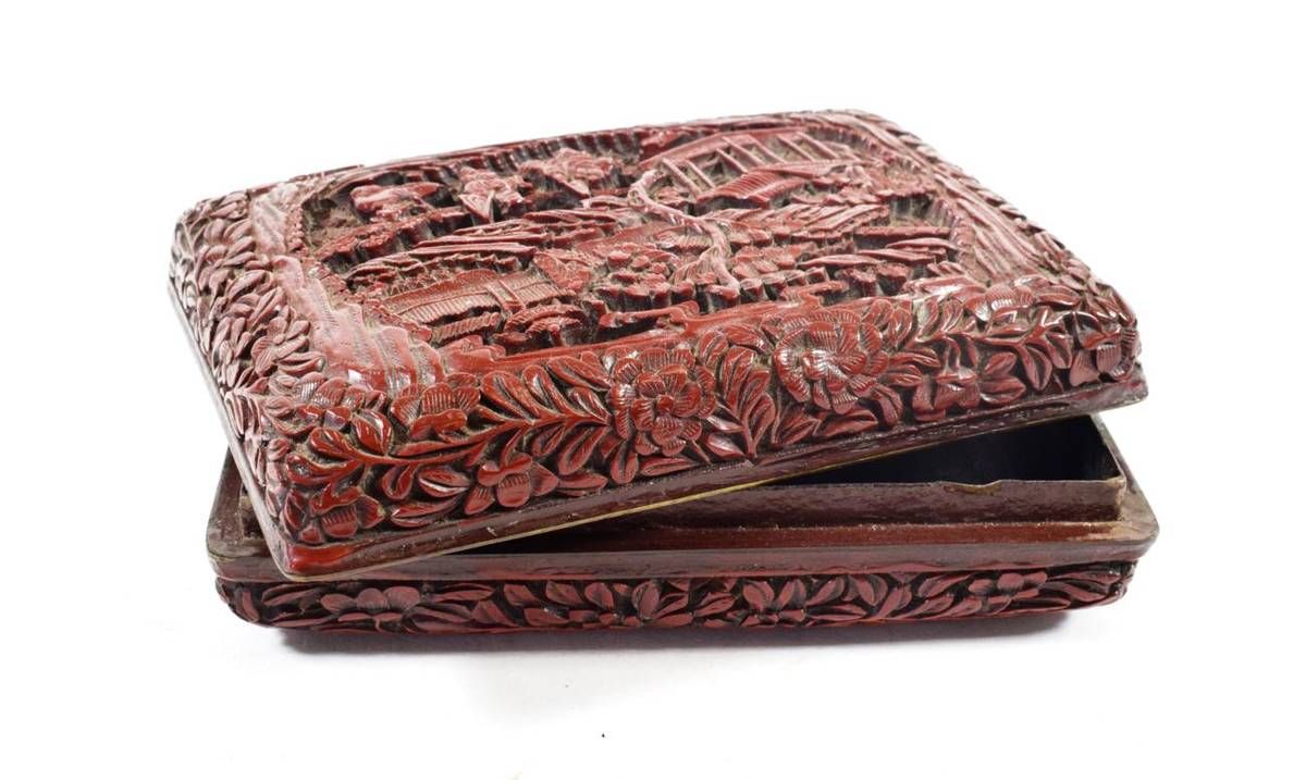 Lot 613 - A Chinese Cinnabar Lacquer Box and Cover,