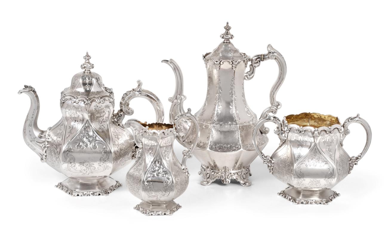 Lot 126 - A Three-Piece Victorian Silver Tea-Service