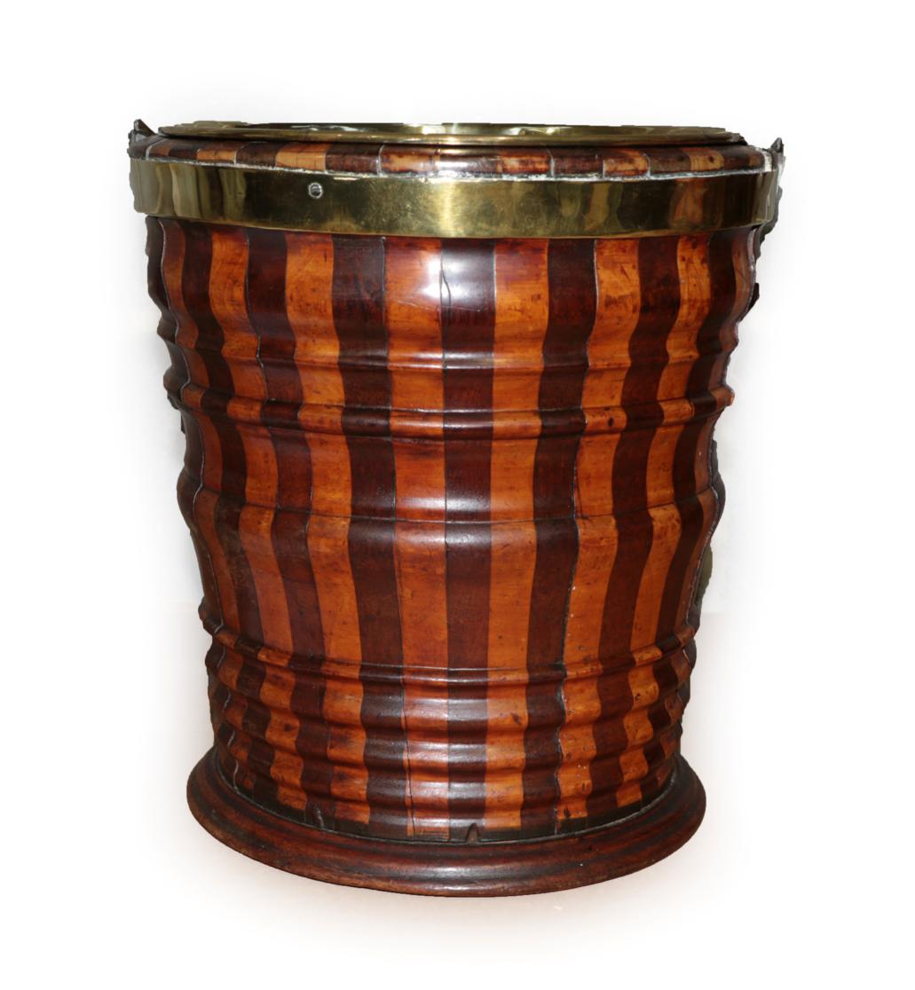 Lot 1373 - A Brass Bound Staved Bucket, 19th century,