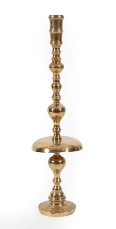 Lot 354 - A Cairo Ware Brass Lamp Stand, late