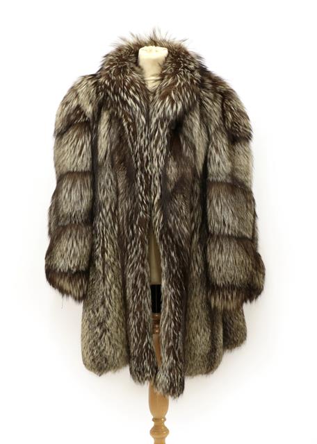 Lot 2097 - A German Silver Fox Fur Coat, with large