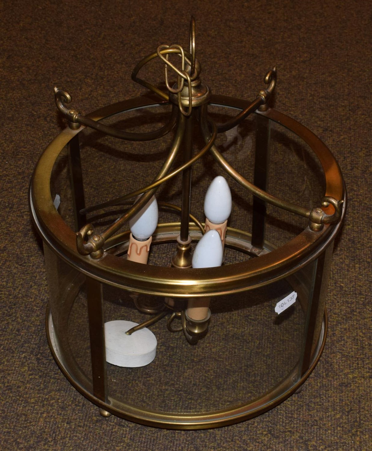 Lot 1099 - A Dutch gilt metal and glass lantern form