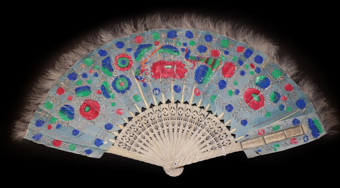 Lot 4213 - A Vibrant Chinese Painted Goose Feather Fan,