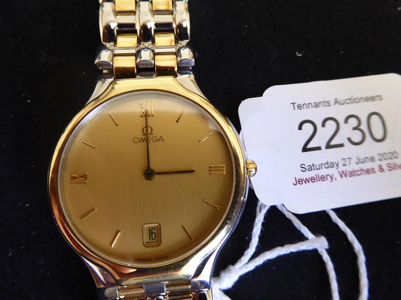 Lot 2230 - A Bi-metal Calendar Wristwatch, signed