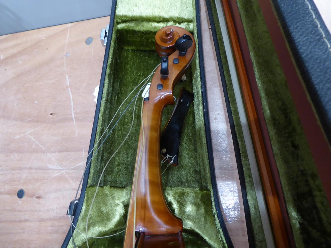 Lot 2002 - Baroque Violin 14'' two piece back, ebony