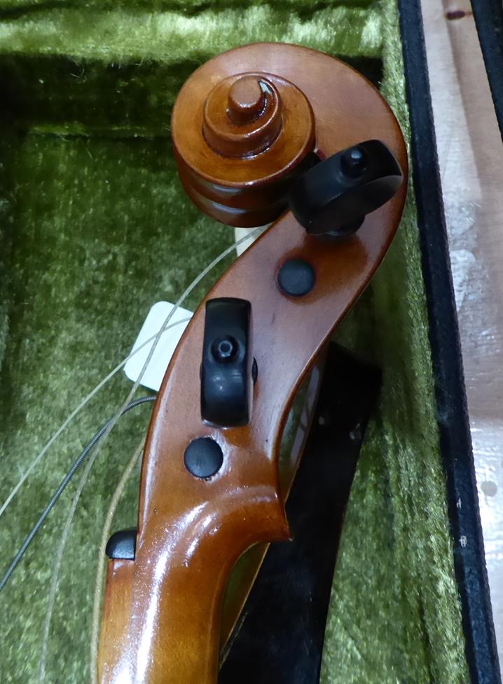 Lot 2002 - Baroque Violin 14'' two piece back, ebony