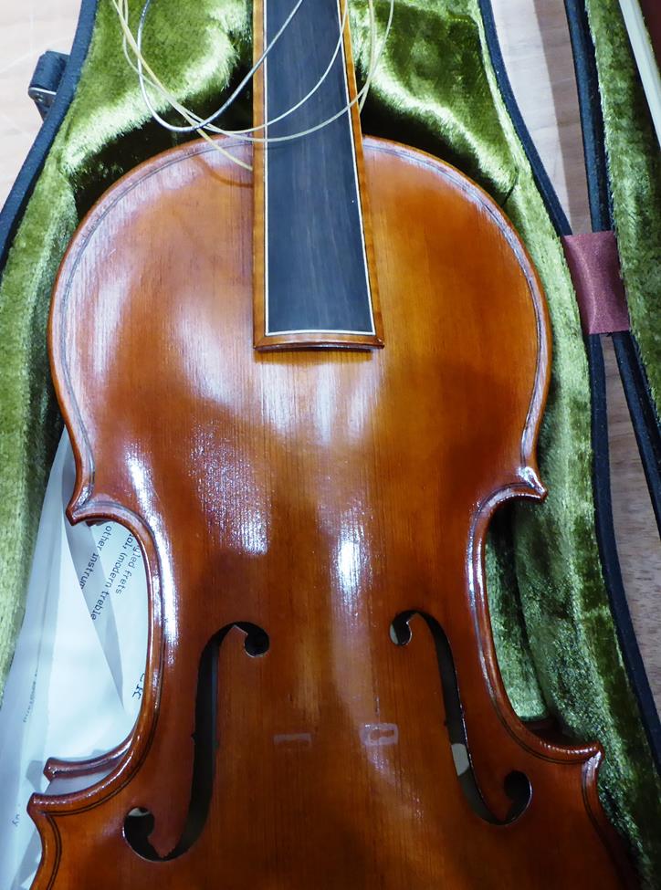 Lot 2002 - Baroque Violin 14'' two piece back, ebony