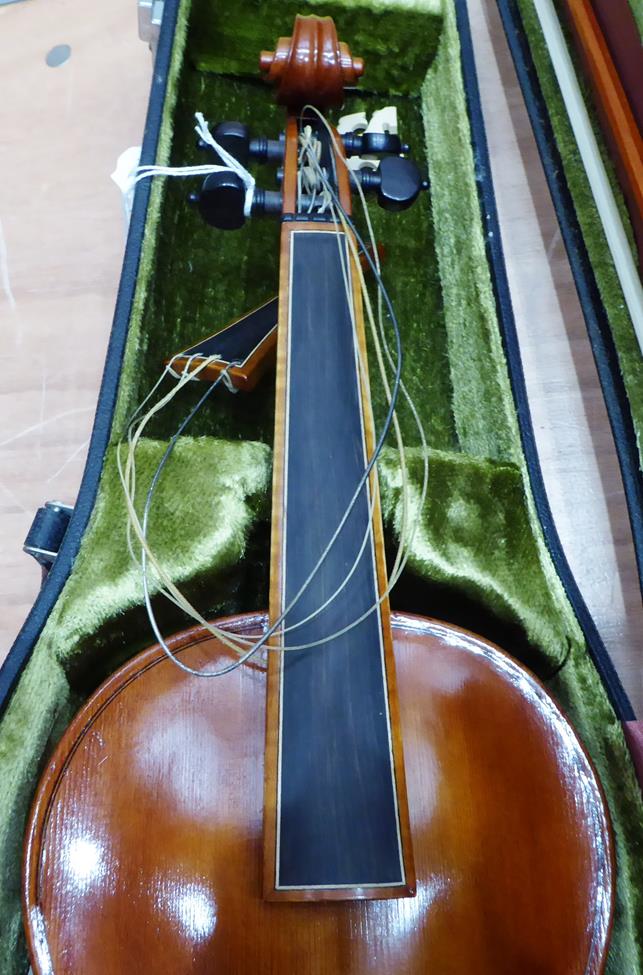 Lot 2002 - Baroque Violin 14'' two piece back, ebony
