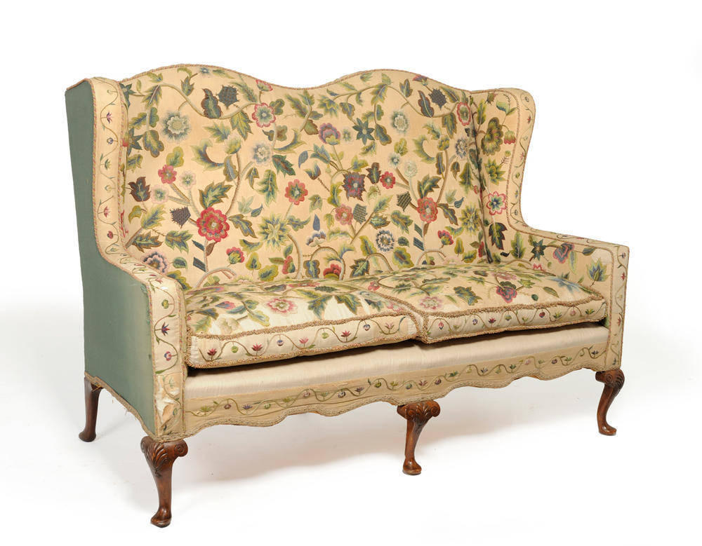 Lot 1316 - A 17th Century Style Wing Back Settee,