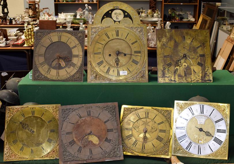 Lot 308 - ~ Seven 18th century longcase clock dials