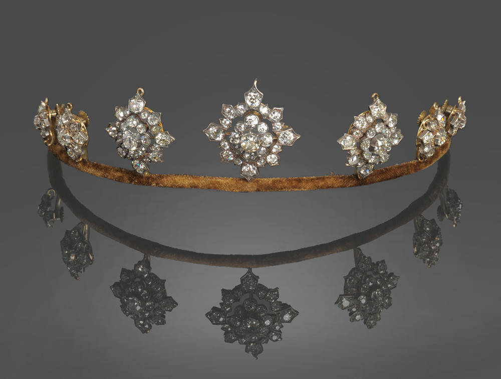 Lot 719 - A Late Victorian Diamond Tiara, comprising