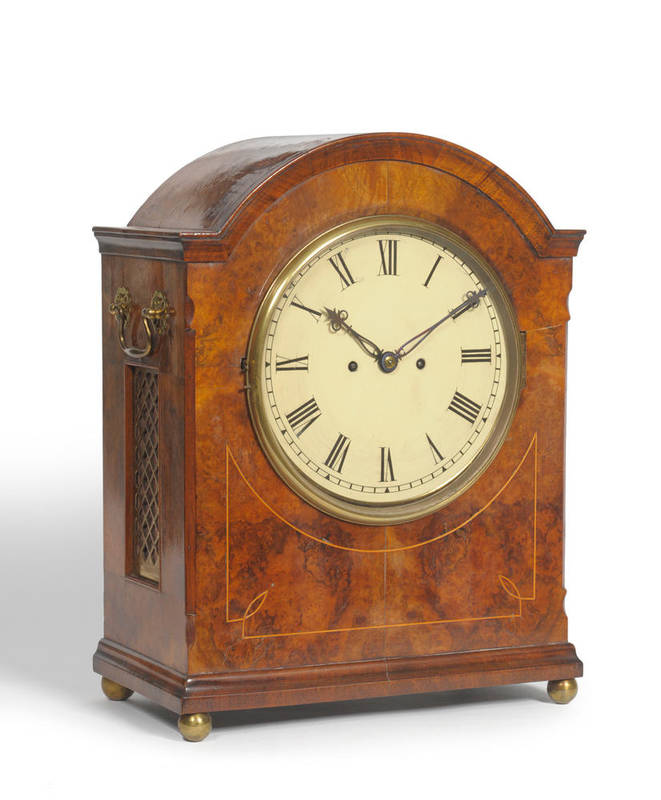 Lot 1188 - A Burr Walnut Striking Table Clock, the