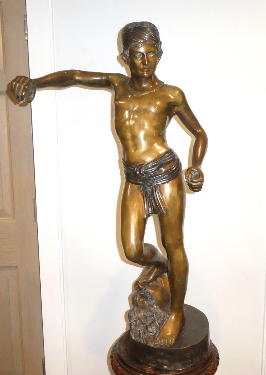 Lot 180 - A Bronze Figure of David, standing, his